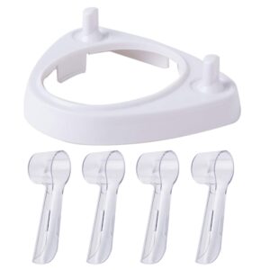 lazyme electric toothbrush heads holder charger holders and 4 toothbrush heads dust-proof covers for oral-b electric toothbrush series