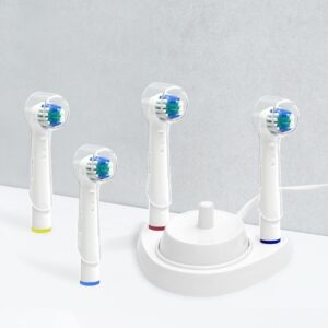 LazyMe Electric Toothbrush Heads Holder Charger Holders and 4 Toothbrush Heads Dust-Proof Covers for Oral-B Electric Toothbrush Series