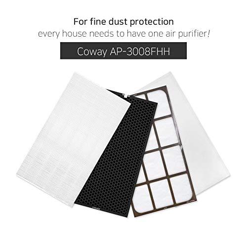 Coway AP-3008FHH/FH/FHO Air Purifier Filter Compatible Replacement 1 Year Set