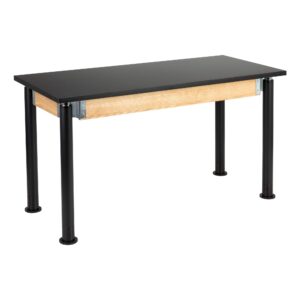 learniture heavy-duty school science lab table with chemical-resistant top, adjustable height science table for classrooms, 24" d x 54" w x 29" h, black