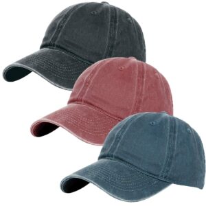 glamorstar classic unisex baseball cap adjustable washed dyed cotton ball hat (one size, red wine+black+navy)