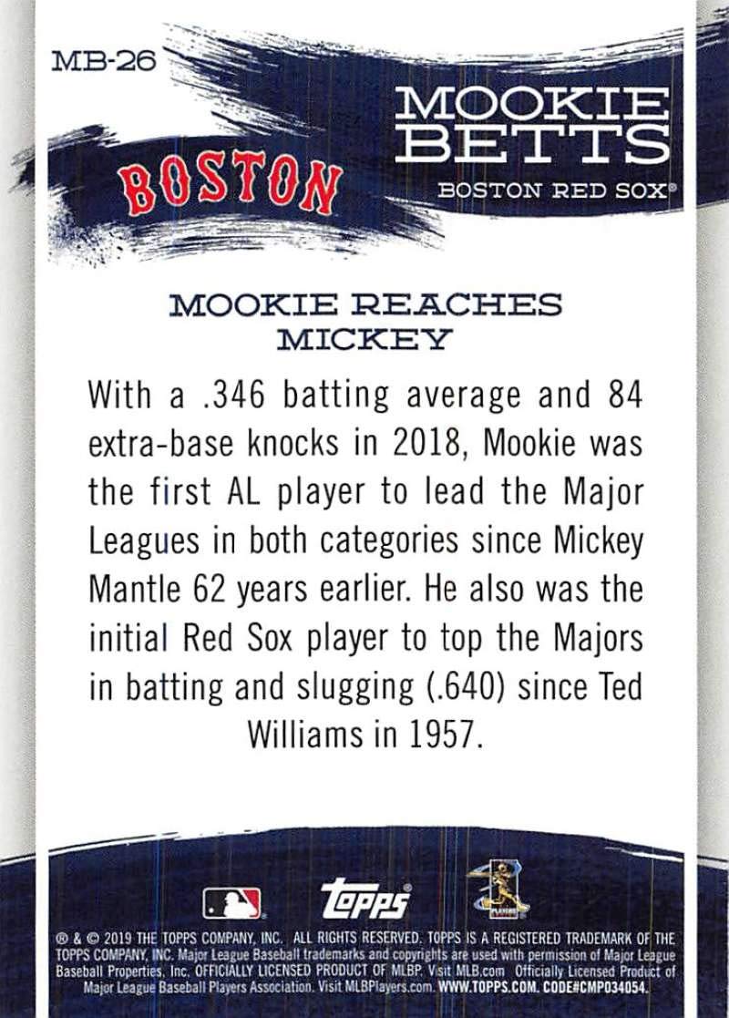 2019 Topps Mookie Betts Highlights Baseball #MB-26 Mookie Betts Boston Red Sox Official MLB Trading Card