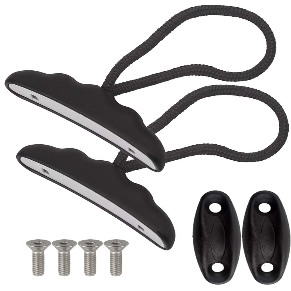 ZipSeven Kayak Handles Carry Kit Heavy Duty Strong Toggle Handle Rope T-Handle with Cord for Canoe Carrying 2 Pack Black