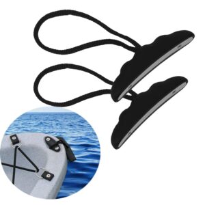 ZipSeven Kayak Handles Carry Kit Heavy Duty Strong Toggle Handle Rope T-Handle with Cord for Canoe Carrying 2 Pack Black