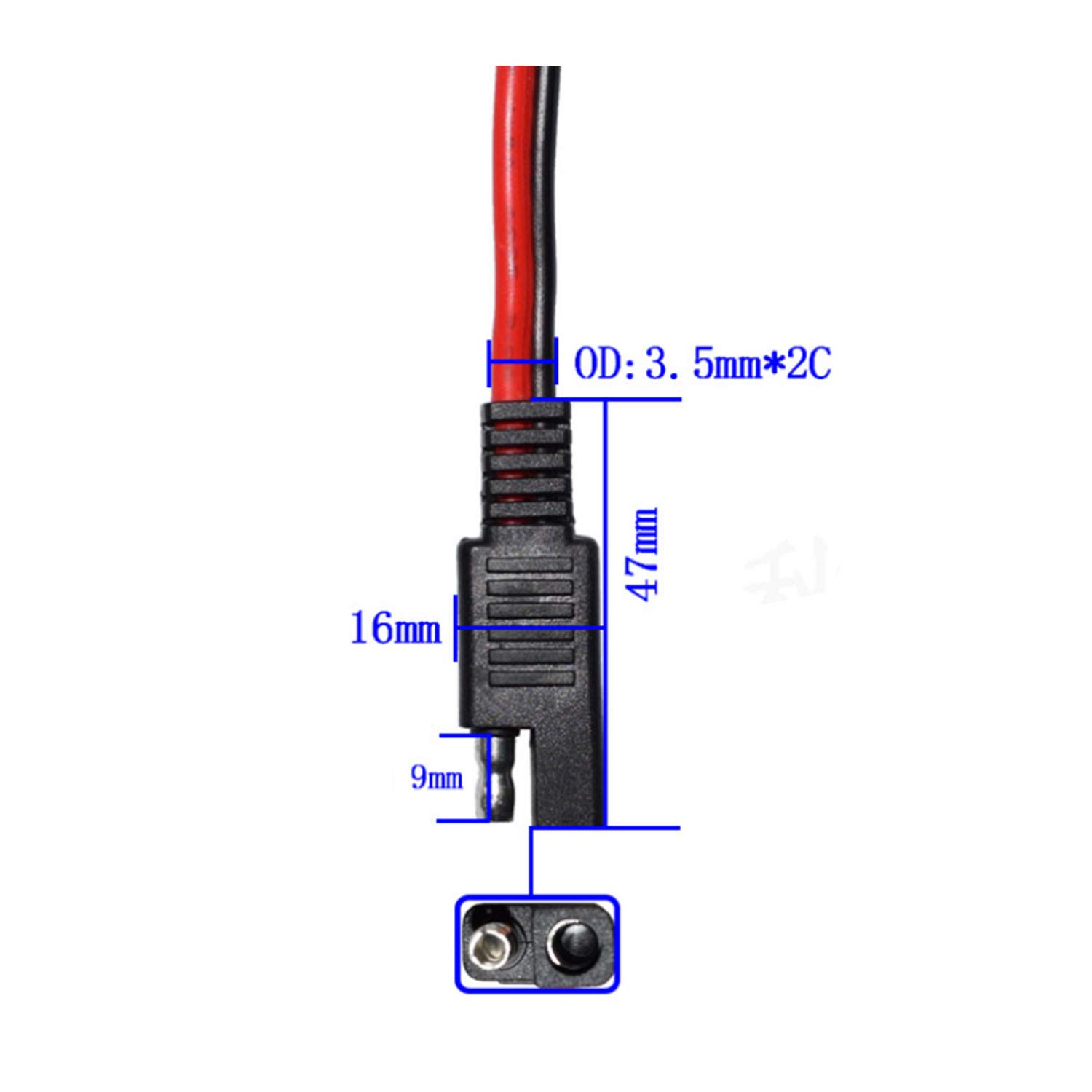 LIXINTIAN 14AWG SAE Connector Extension Cable, SAE Quick Connector Disconnect Plug SAE Automotive Extension Cable, Solar Panel SAE Plug (1m/3.28ft)