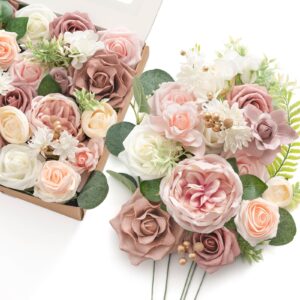 ling's moment garden dusty rose artificial wedding flowers combo for wedding bouquets centerpieces flower arrangements bridal shower decorations