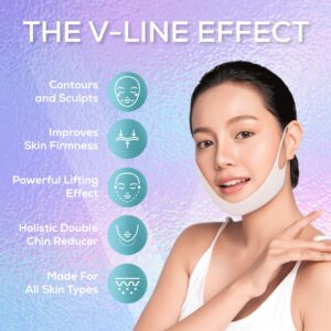 VENUS VISAGE V-Line Chin Mask, Moisturizing Double Chin Mask for Jaw Line Definition, Chin Strap for Double Chin for Women & Men, V Line Lifting Mask, Visually Sculpting Double Chin Strap (5-Pack)