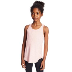 c9 champion girls keyhole tank yoga shirt, deep sea coral heather, small us