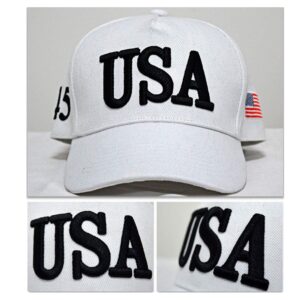 TTD Keep America Great 2020, 45th President Donald Trump USA Cap / Flag, White, Medium