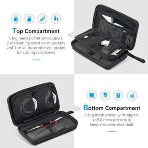 ProCase Hard Travel Electronic Organizer Case for MacBook Power Adapter Chargers Cables Power Bank Apple Magic Mouse Hard Drive USB Flash Disk SD Card Small Portable Accessories Bag -M, Black