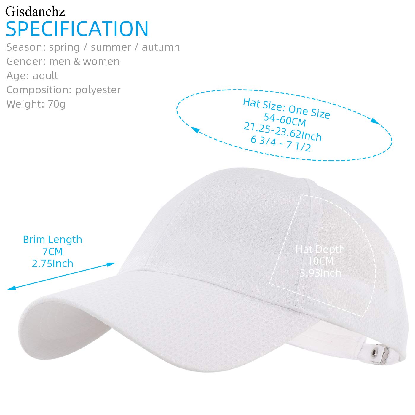 Gisdanchz Ball Caps for Men Cooling Hat Outdoor Runner Cycling Cap Mesh Golf Hats Trucker Hat Mens Womens Baseball Caps Low Profile Summer Cooling Hat for Men White