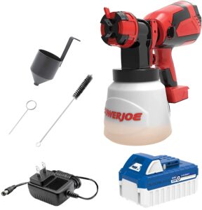 sun joe 24v-ps1 24-volt ionmax cordless hvlp handheld paint sprayer kit, 3 spray patterns, w/ 4.0-ah battery + charger