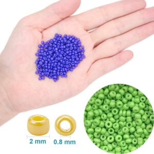 EuTengHao 14400pcs Glass Seed Beads Small Craft Beads for DIY Bracelet Necklaces Crafting Jewelry Making Supplies with Two 0.5mm Clear Bracelet String (600Pcs Per Color, 24 Colors)