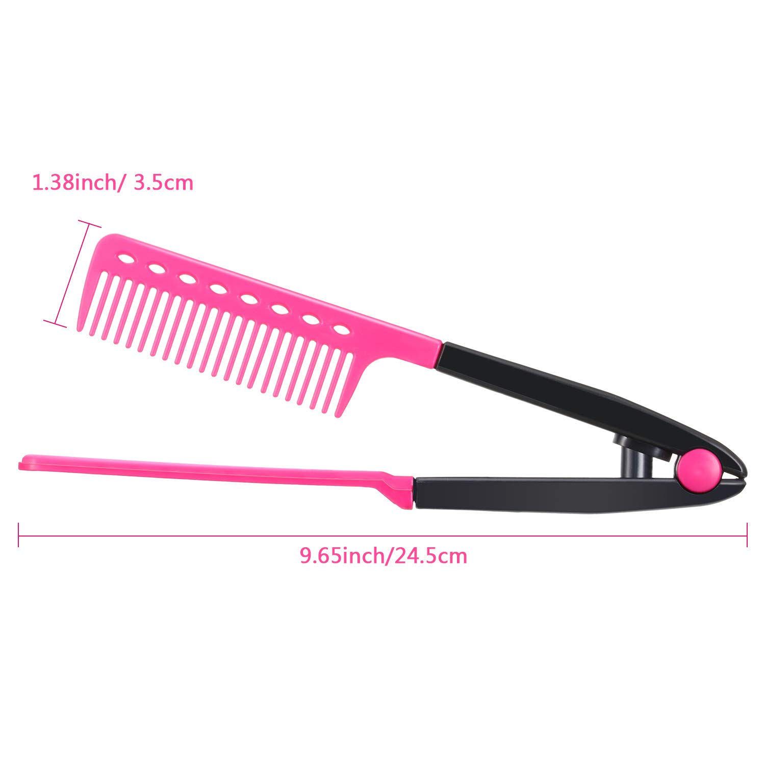 2 Pieces Straightening Comb Salon Hair Brush Combs Hairdressing Styling Hair Straightener V-shaped Straight Comb Straightener Comb for Knotty Hair Salon Home Use (Rose Red, Blue)