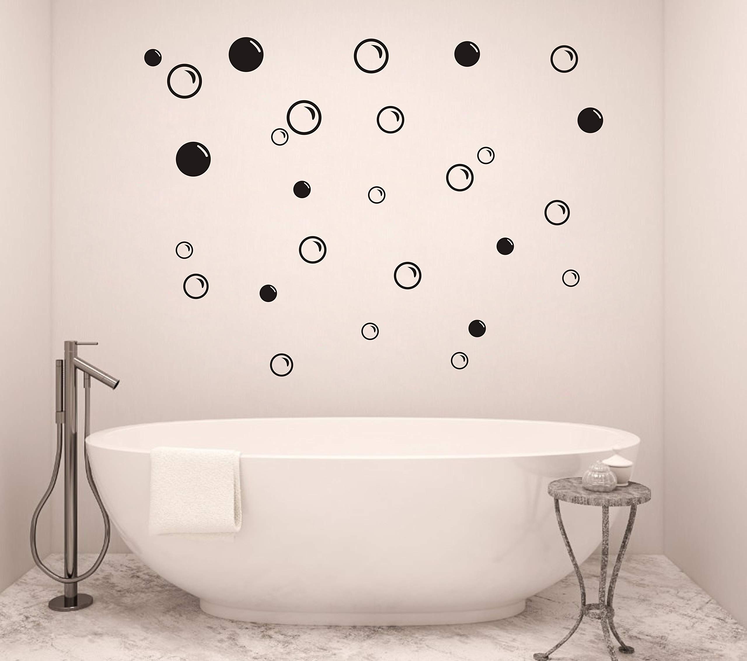 90 Large Soap Bubbles Wall Decals, Bathroom Decals, Wall Art, Vinyl Stivkers for Bathroom, Bedroom, Nursery Decor(A35) (Black)