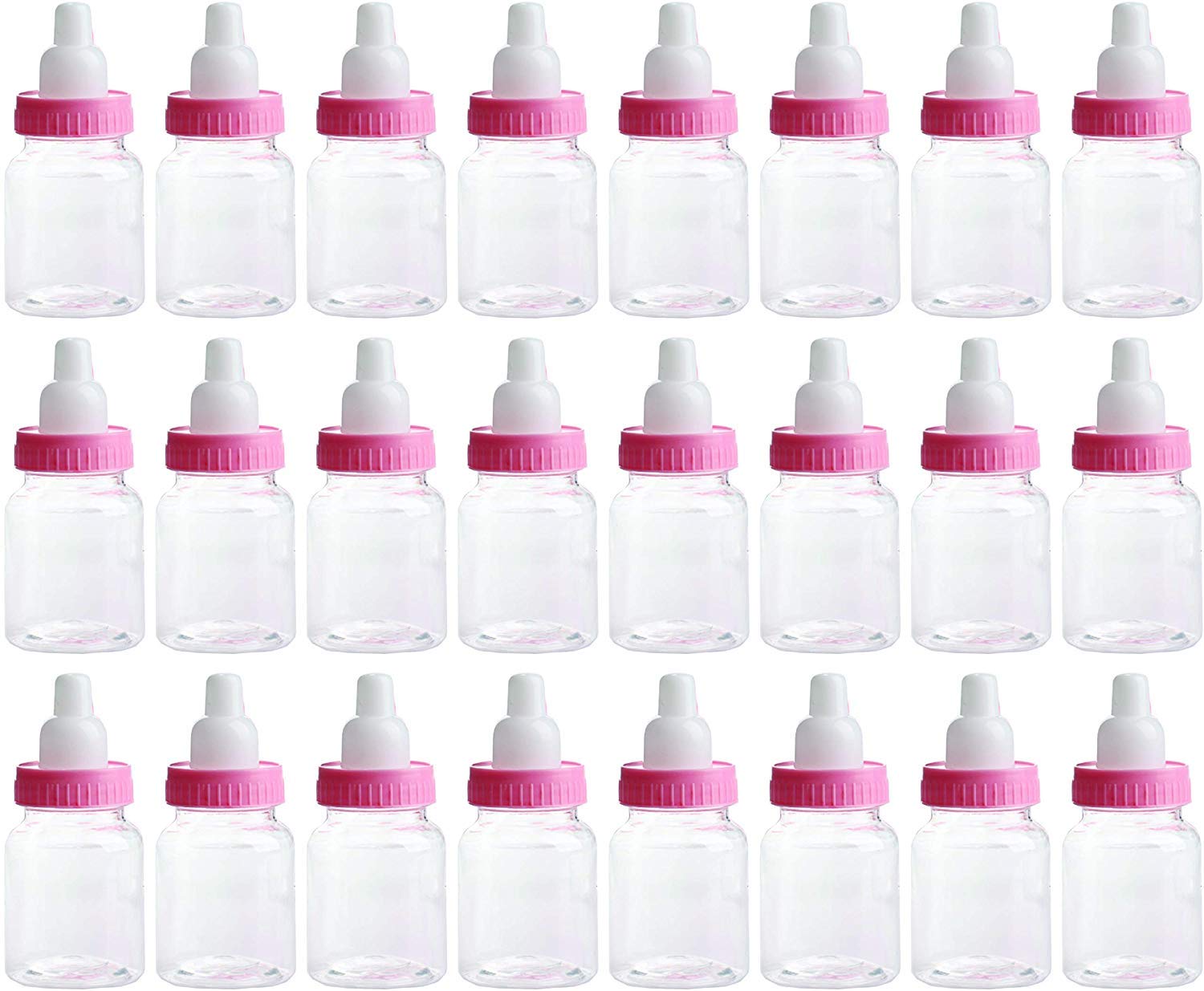 3.5 Inches Baby Bottle Shower Favor,Mini Plastic Candy Bottle,Baby Shower Supplies Boy Girl Newborn Baby Baptism Birthday Party Deco (2 Dozens, Pink)