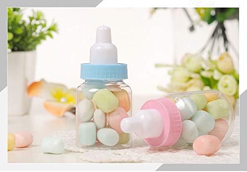 3.5 Inches Baby Bottle Shower Favor,Mini Plastic Candy Bottle,Baby Shower Supplies Boy Girl Newborn Baby Baptism Birthday Party Deco (2 Dozens, Pink)