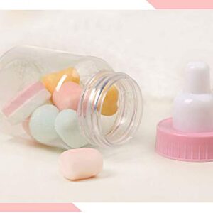 3.5 Inches Baby Bottle Shower Favor,Mini Plastic Candy Bottle,Baby Shower Supplies Boy Girl Newborn Baby Baptism Birthday Party Deco (2 Dozens, Pink)