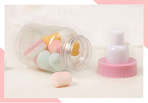 3.5 Inches Baby Bottle Shower Favor,Mini Plastic Candy Bottle,Baby Shower Supplies Boy Girl Newborn Baby Baptism Birthday Party Deco (2 Dozens, Pink)