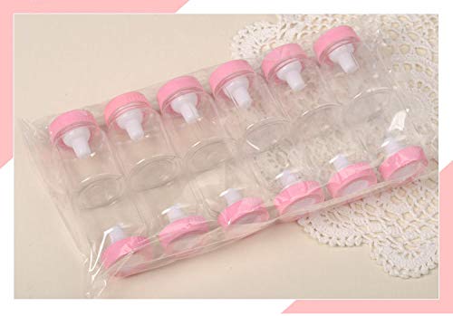 3.5 Inches Baby Bottle Shower Favor,Mini Plastic Candy Bottle,Baby Shower Supplies Boy Girl Newborn Baby Baptism Birthday Party Deco (2 Dozens, Pink)