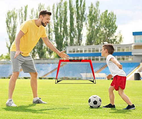 L RUNNZER Kids Soccer Goal, Pop Up Soccer Goal Net for Backyard, Set of 2 with Portable Carrying Case