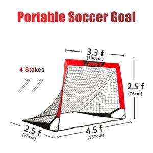 L RUNNZER Kids Soccer Goal, Pop Up Soccer Goal Net for Backyard, Set of 2 with Portable Carrying Case