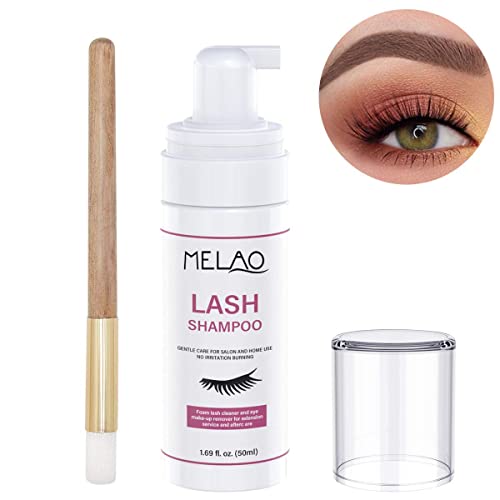 Eyelash Extension Cleanser Eyelid Foaming Cleanser Lash Foam Shampoo for Extensions, Oil, Paraben & Sulfate Free,100% Safe for Natural Lashes, Non-Irritating, Perfect for Professional Salon 1.69fl.oz