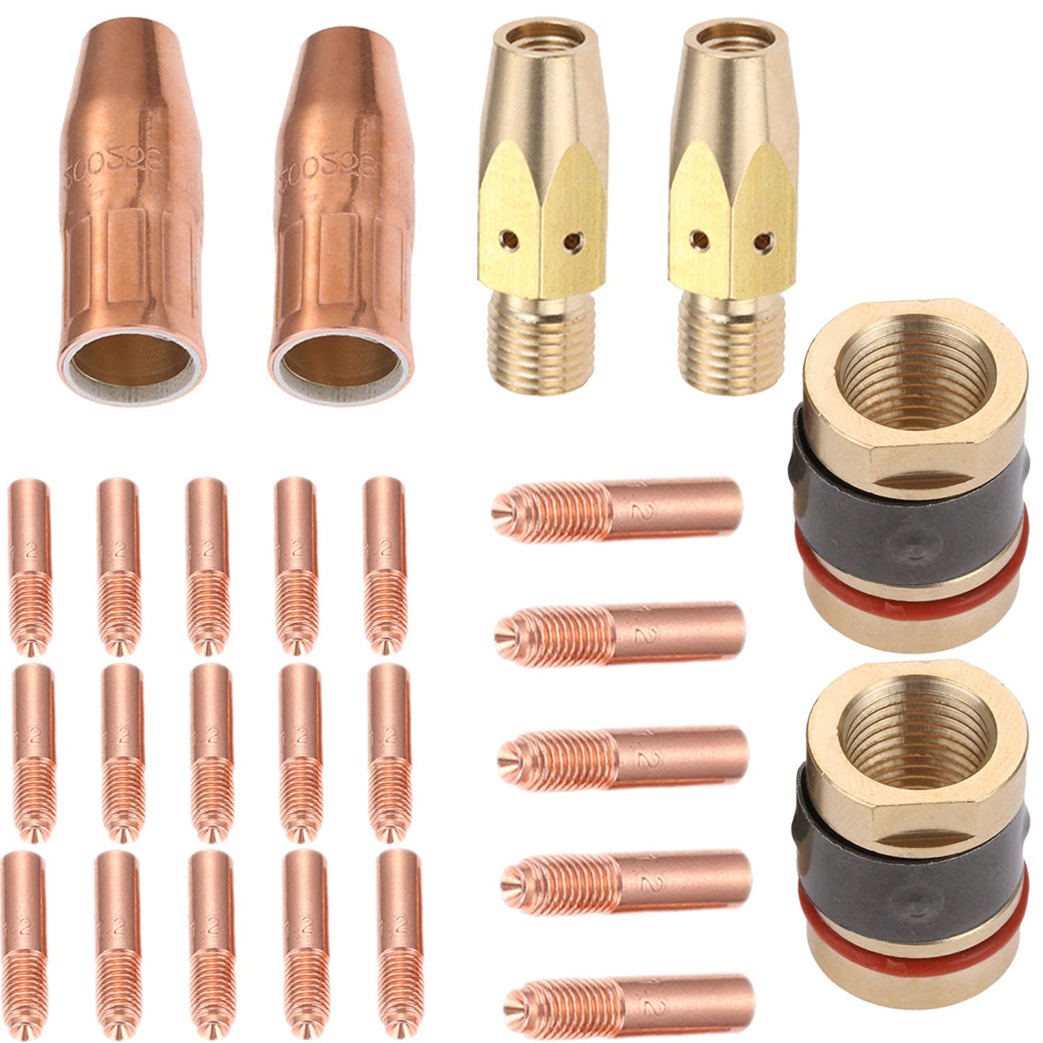 26Pcs MIG Welding Gun Accessory .045" Kit Fit for Miller M25 M40 Hobart H Gun (Include Welding Contact Tips 000-069 0.045", Gas nozzles 200-258, Gas Diffusers 169-728, Nozzle Adapters 169-729)