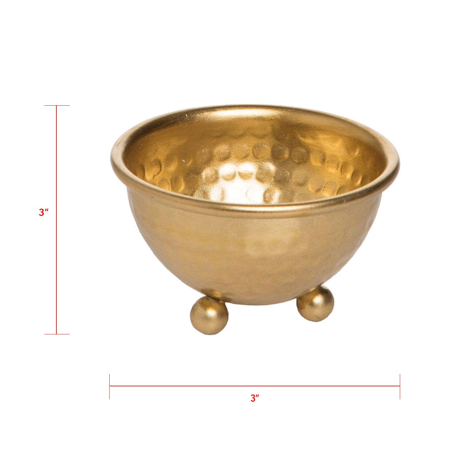 Foreside Home and Garden Gold Hammered Metal Decorative Jewelry Bowl, 8