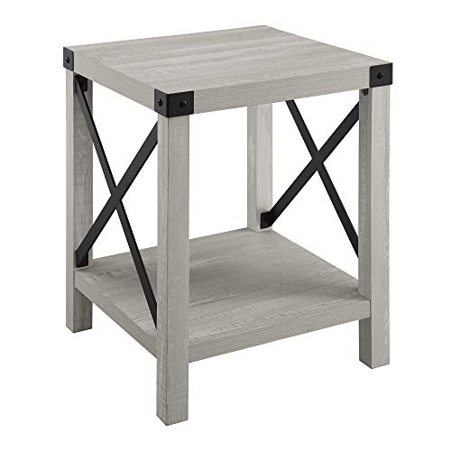 Walker Edison Sedalia Modern Farmhouse Metal X Side Table, 18 Inch, Stone Grey