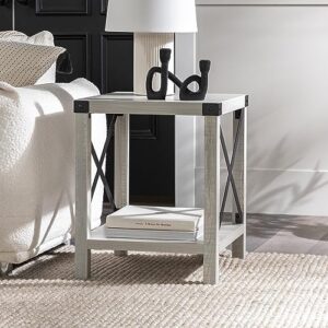 Walker Edison Sedalia Modern Farmhouse Metal X Side Table, 18 Inch, Stone Grey