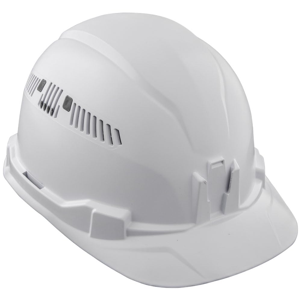 Klein Tools 60105 Hard Hat, Vented Cap Style, Padded Self-Wicking Odor-Resistant Sweatband, White