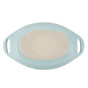 Rachael Ray Solid Glaze Ceramics Au Gratin Bakeware / Baker Set, Oval - 2 Piece, Light Blue