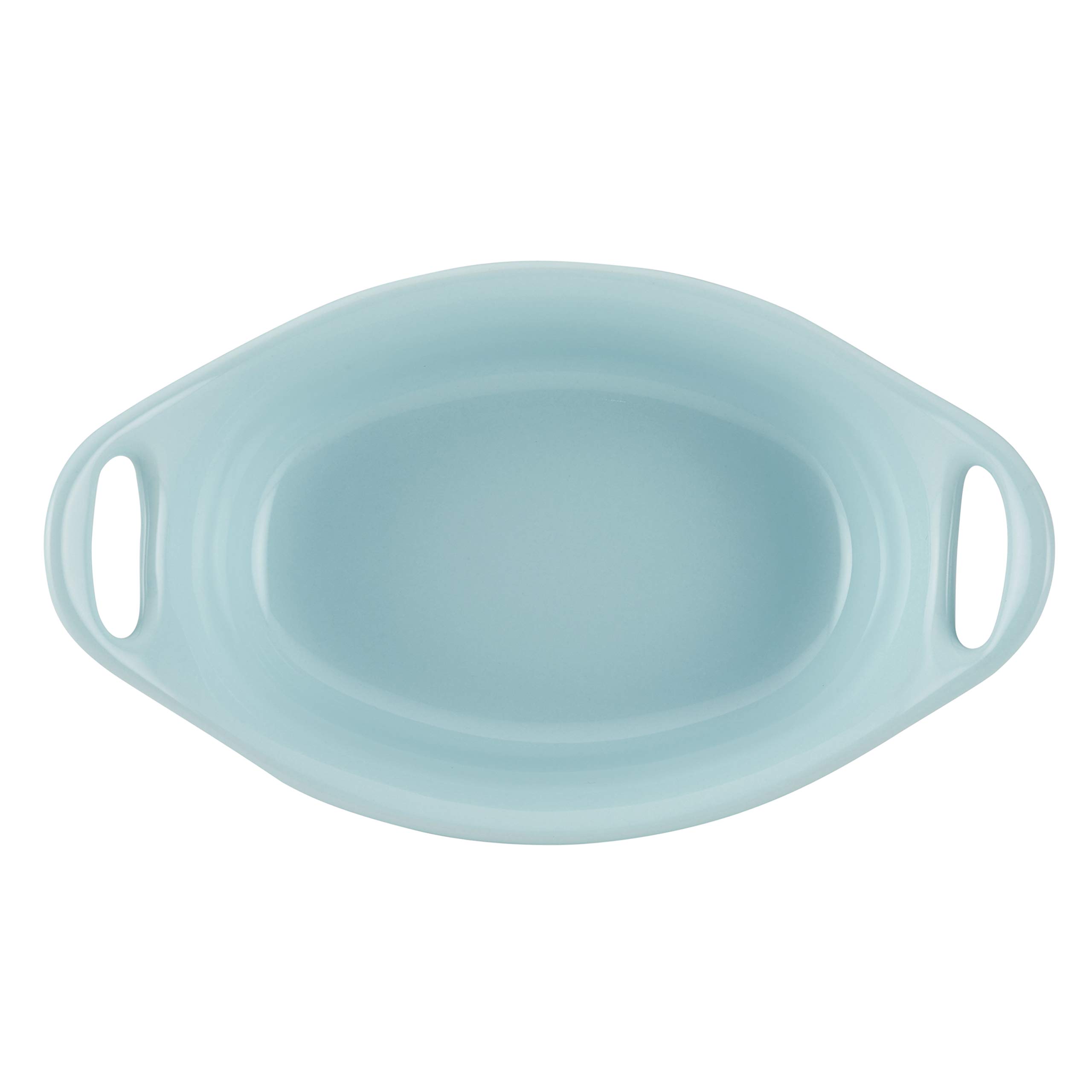 Rachael Ray Solid Glaze Ceramics Au Gratin Bakeware / Baker Set, Oval - 2 Piece, Light Blue