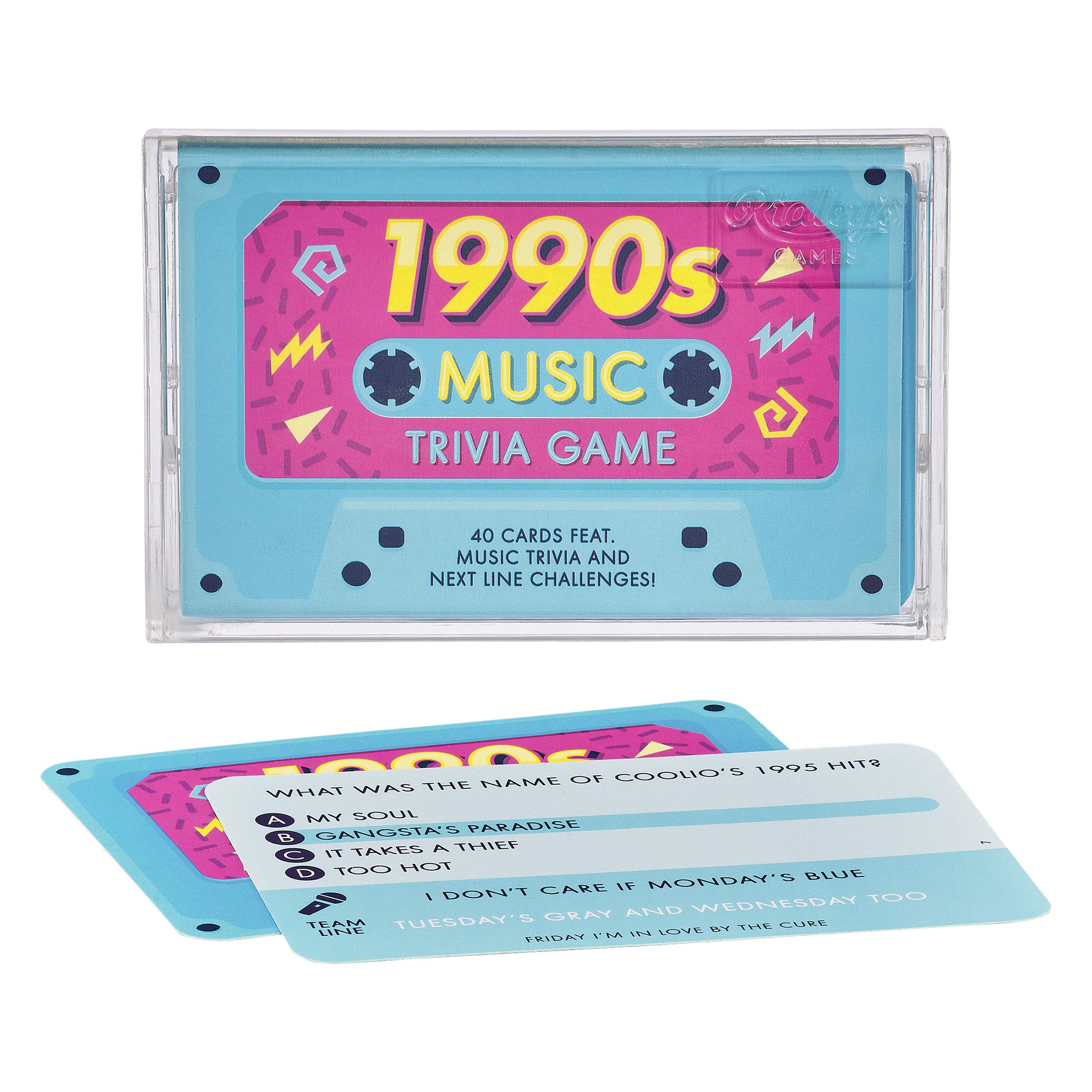 Ridley’s 1990s Music Trivia Card Game – Quiz Game for Adults and Kids – 2+ Players – Includes 40 Cards with Unique Questions – Fun Family Game – Makes a Great Gift