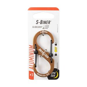 nite ize lsba3-29bg-r6 s-biner slidelock dual locking carabiner, size #3, coyote