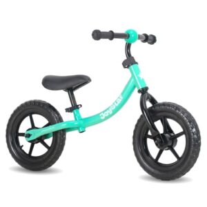 joystar 12 inch balance bike for 18months, 2, 3, 4, and 5 years old boys and girls - lightweight toddler bike with adjustable handlebar and seat - no pedal bikes for kids birthday gift