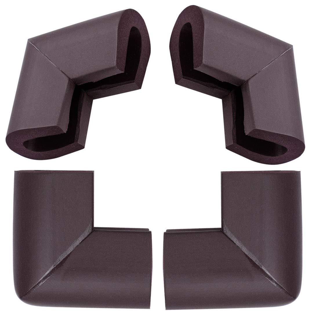 uxcell 4pcs Foam Furniture Desks Table Cover Pads Protectors Corner Cushions Bumper Guards Dark Brown