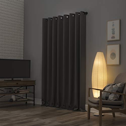 Sun Zero Nordic 2-pack Theater Grade Extreme 100% Blackout Grommet Curtain Panel Pair, 52" x 84", Gray(“Each panel measures 52”x84”. Combined panel pair measures 104”x84”)