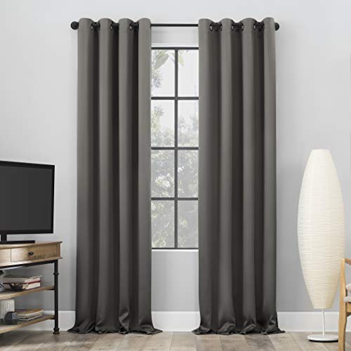 Sun Zero Nordic 2-pack Theater Grade Extreme 100% Blackout Grommet Curtain Panel Pair, 52" x 84", Gray(“Each panel measures 52”x84”. Combined panel pair measures 104”x84”)