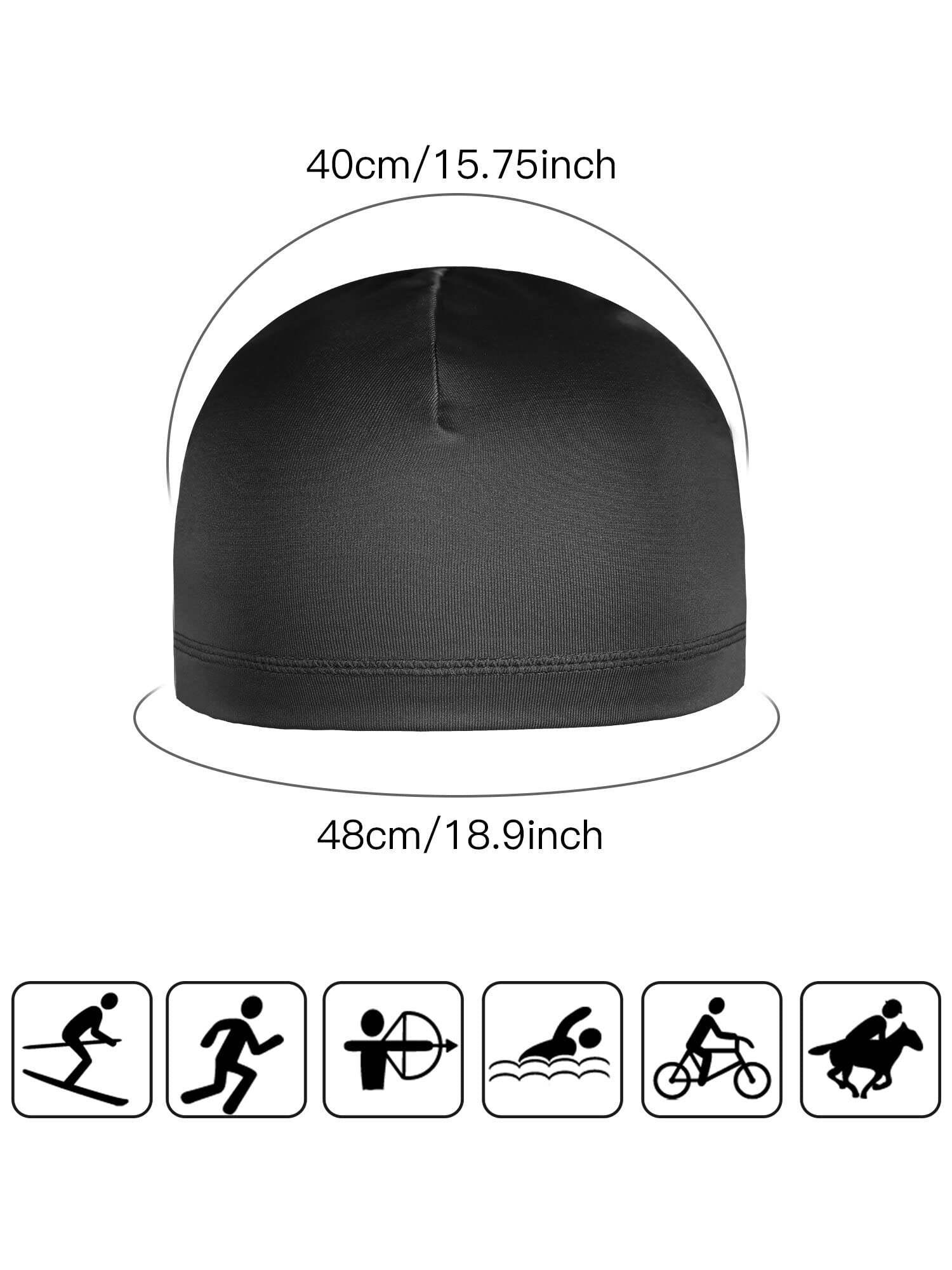 Boao 6 Pieces Skull Caps Helmet Liner Sweat Wicking Cap Running Hats Cycling Skull Caps for Men Women (Black, Grey, Blue, Large)