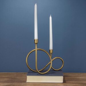 foreside home and garden brass metal sculpture taper candle holder