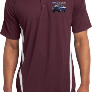 Ford F-150 Truck Pocket Print Colorblock Polo, Maroon White 2XL