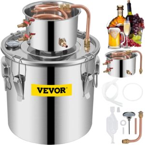 vevor alcohol still 9.6gal/38l alcohol distiller stainless steel distillery kit for alcohol with copper tube & pump home brewing kit build-in thermometer for diy whisky wine brandy