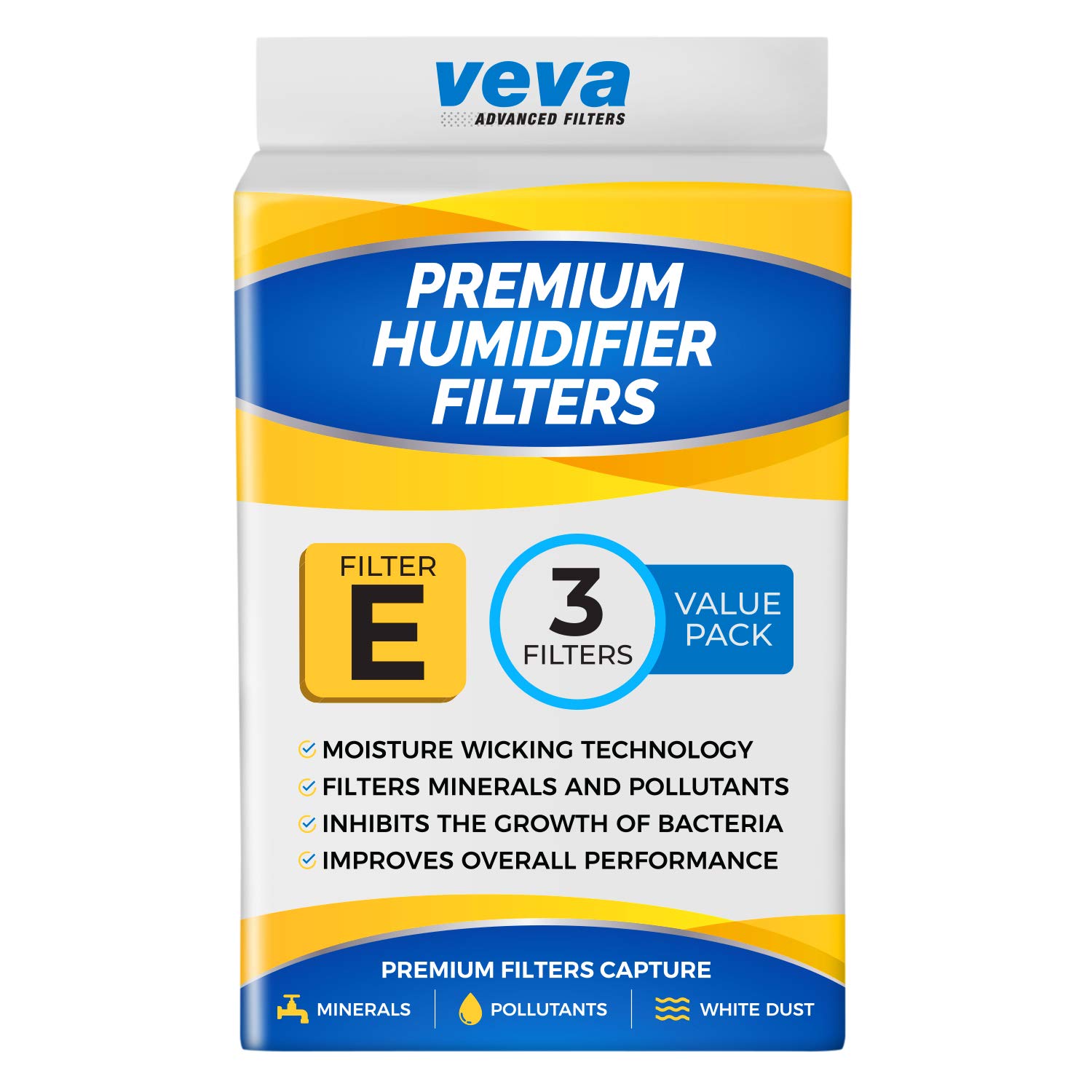 VEVA 3-Pack Premium Humidifier Filters - Replacement for HW Filter E, HC-14, HCM-6009, HCM-6011, HEV680, HEV685 Series, Long-Lasting