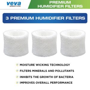 VEVA 3-Pack Premium Humidifier Filters - Replacement for HW Filter E, HC-14, HCM-6009, HCM-6011, HEV680, HEV685 Series, Long-Lasting