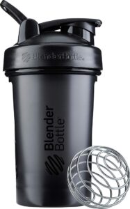 blenderbottle classic v2 shaker bottle perfect for protein shakes and pre workout, 20-ounce, black