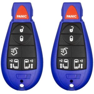 2 new blue keyless entry 6 buttons remote start car key fob fobik shell / case m3n5wy783x, iyzc01c for town country dodge grand caravan volkswagen routan - (no electronics or chip inside)