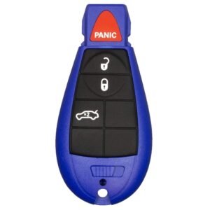 1 new blue keyless entry 4 buttons remote start car key fob fobik shell / case m3n5wy783x, iyzc01c for 300 challenger charger durango jeep grand cherokee - (no electronics or chip inside)