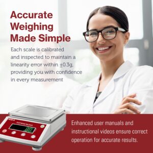 Fristaden Lab Scale, 10kg x 0.01g Precision Balance, Upgraded Load Cell for More Accurate Measurements, Digital Lab Scale, High-Precision Weighing for Laboratories, Kitchens & More, 1 Year Warranty